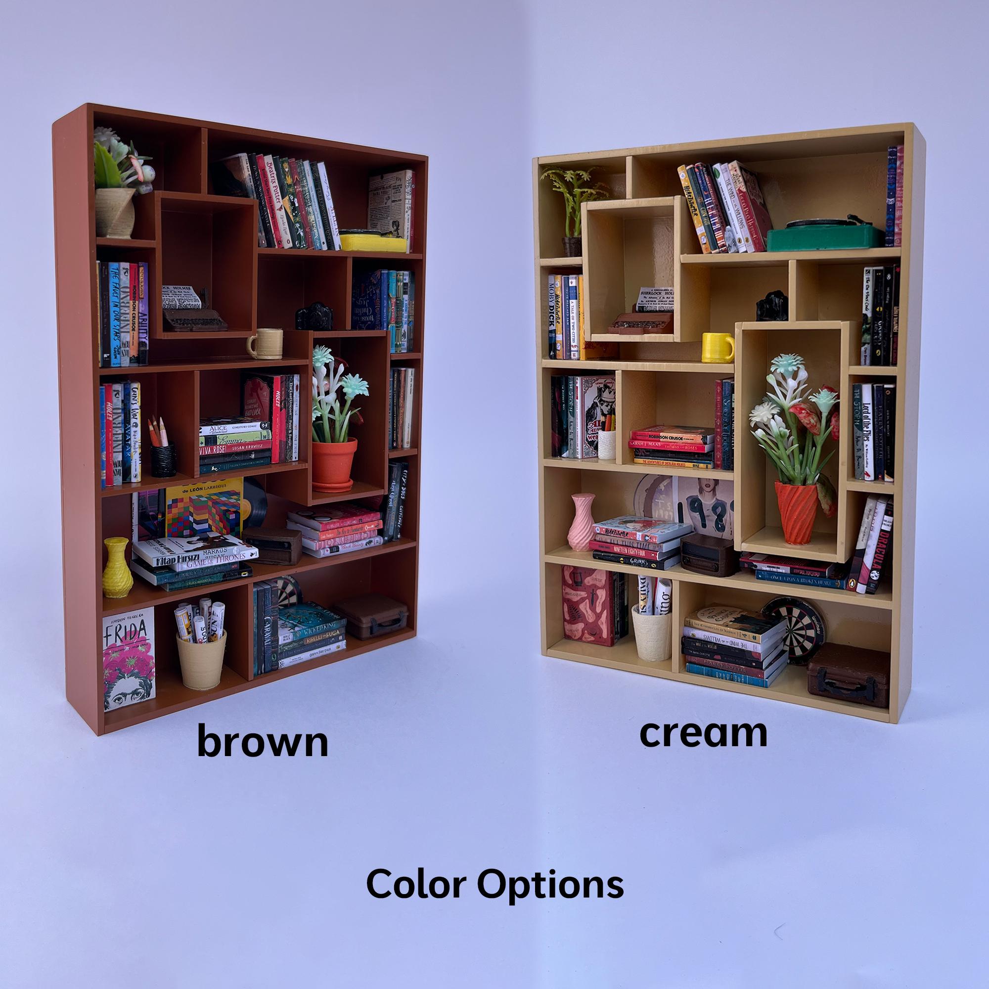 Miniature Wooden Bookshelf With Books, Plants and Decor | Handmade Mini ...