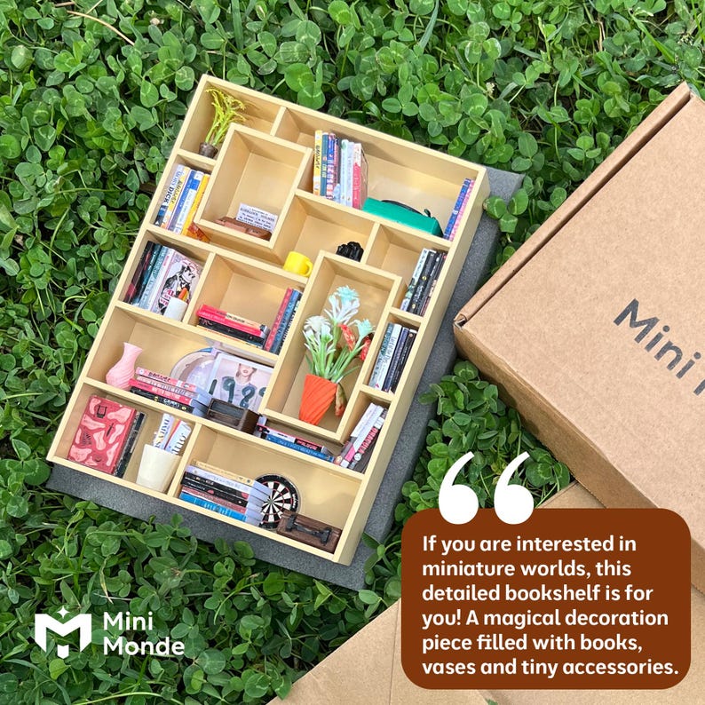Miniature Bookshelf, Bookshelf Decor | Handmade Mini Bookshelf | Gift ...