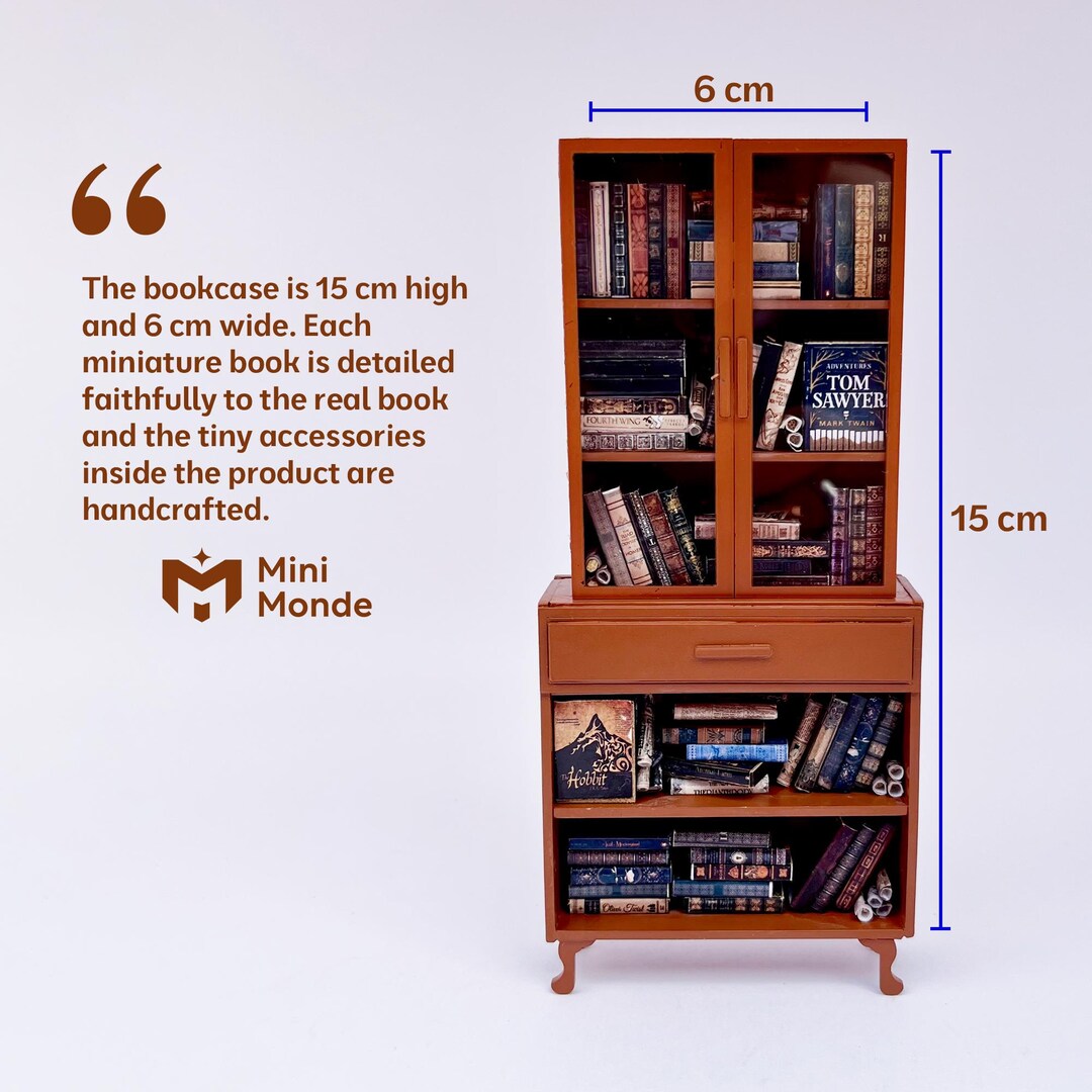 Custom Your Photo Miniature Wooden Bookshelf, With Vintage Books ...