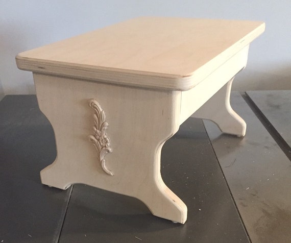 One Step Stool Sanded Finish W ornate 8 .25 H Etsy