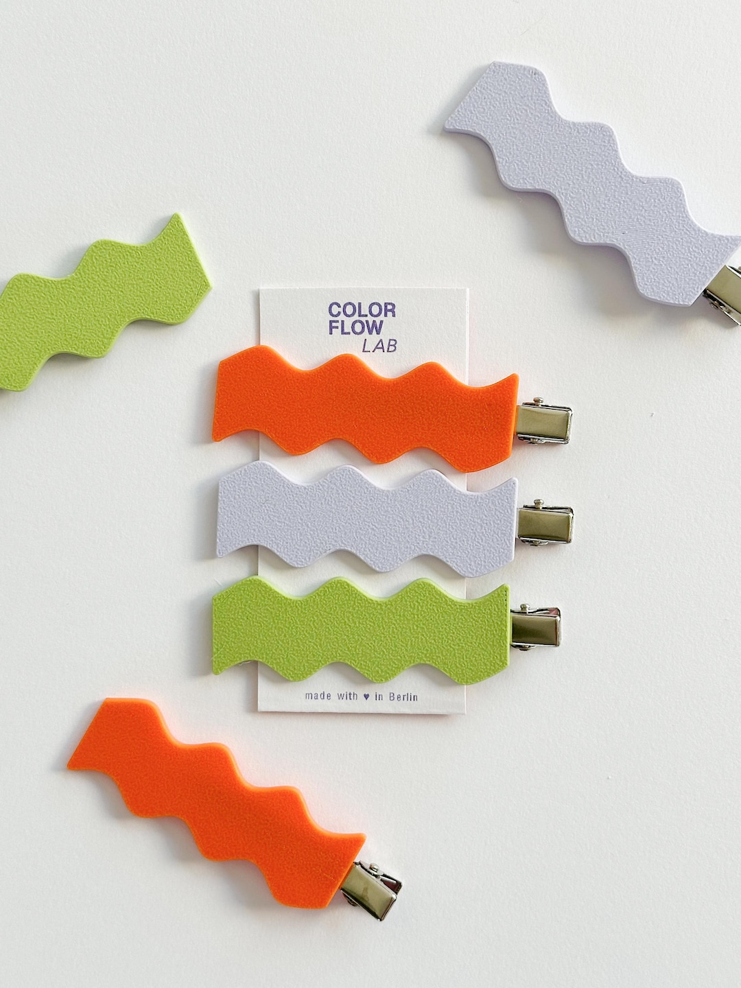 Colorblocking Creaseless Wave Shaped Hair Clips 3D Printed Set of 3 ...