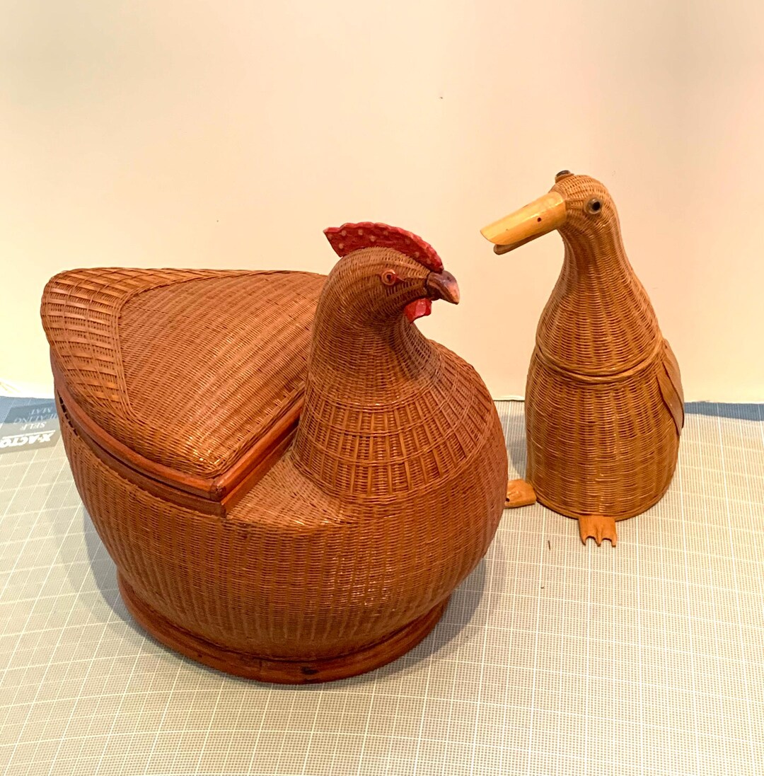 Vintage Wicker Chicken and Duck Baskets Pair - Etsy