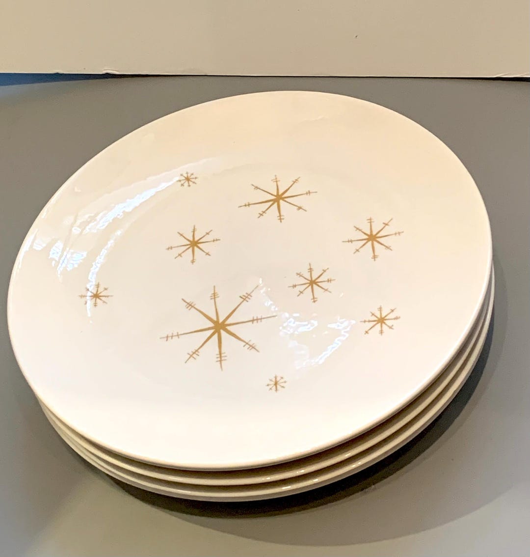 Set of 5 Star Glow Dinner Plates Atomic Sputnik Mid-century Modern ...