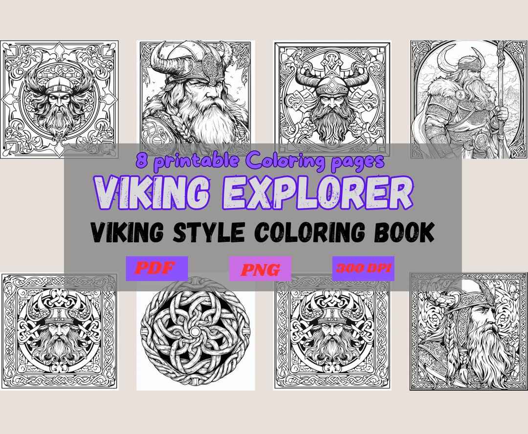 Creative Viking Coloring Book With 8 Designs – Instant Download in PDF ...