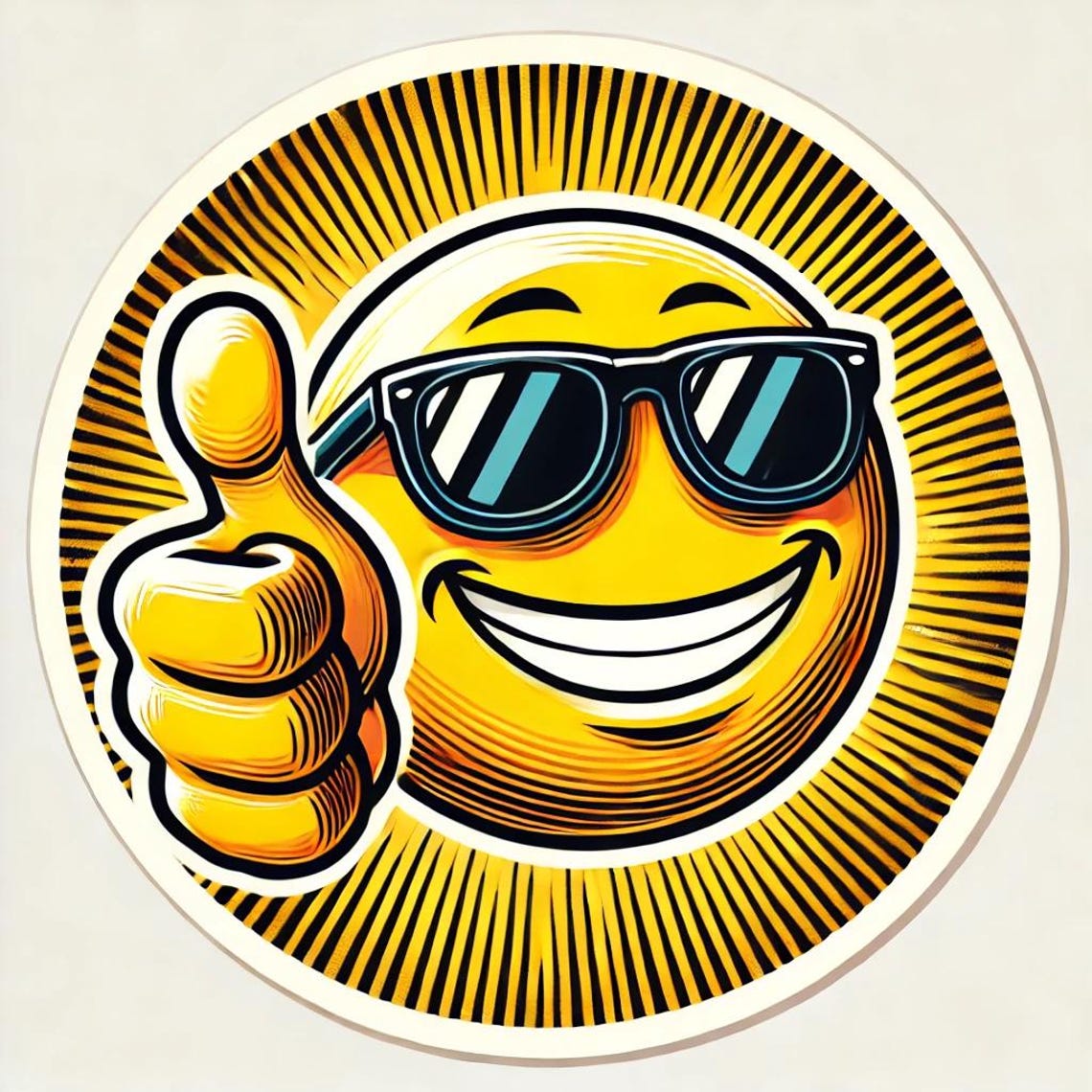 Smiley Face Sticker, Thumbs up Sticker, Happy Emoji Sticker, Positive ...