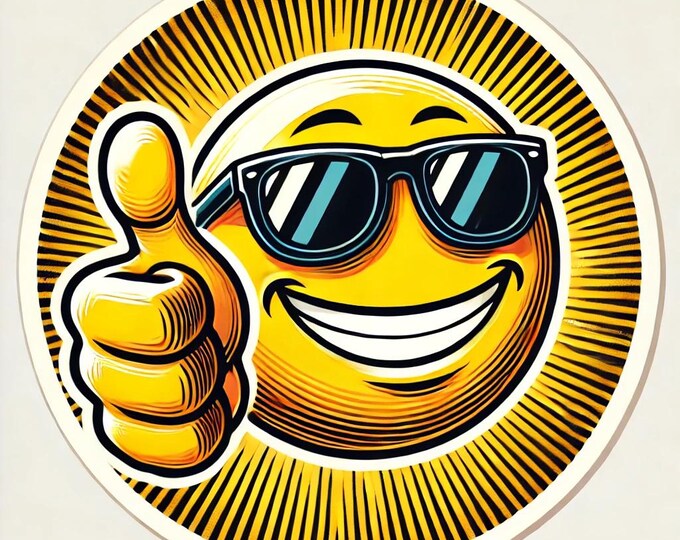 Smiley Face Sticker, Thumbs up Sticker, Happy Emoji Sticker, Positive ...