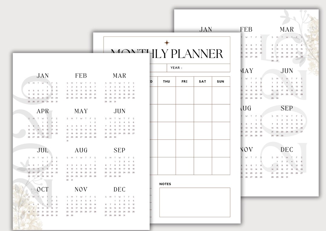 2025-2026 Monthly Planner, Calendar A4 Format, Minimalist Printable ...