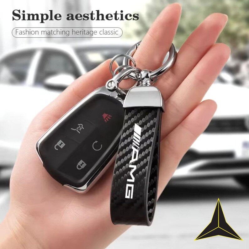 Car Carbon Fiber, Suede, Metal Keychain Car Gift Accessories for ...