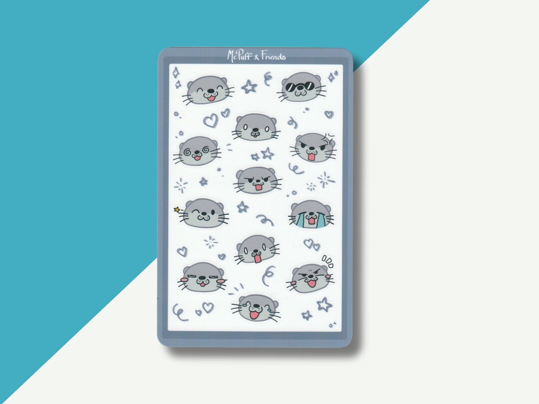 Sticker Sheet - Ottie the Otter Emoji - Mat Laminated Vinyl (waterproof ...