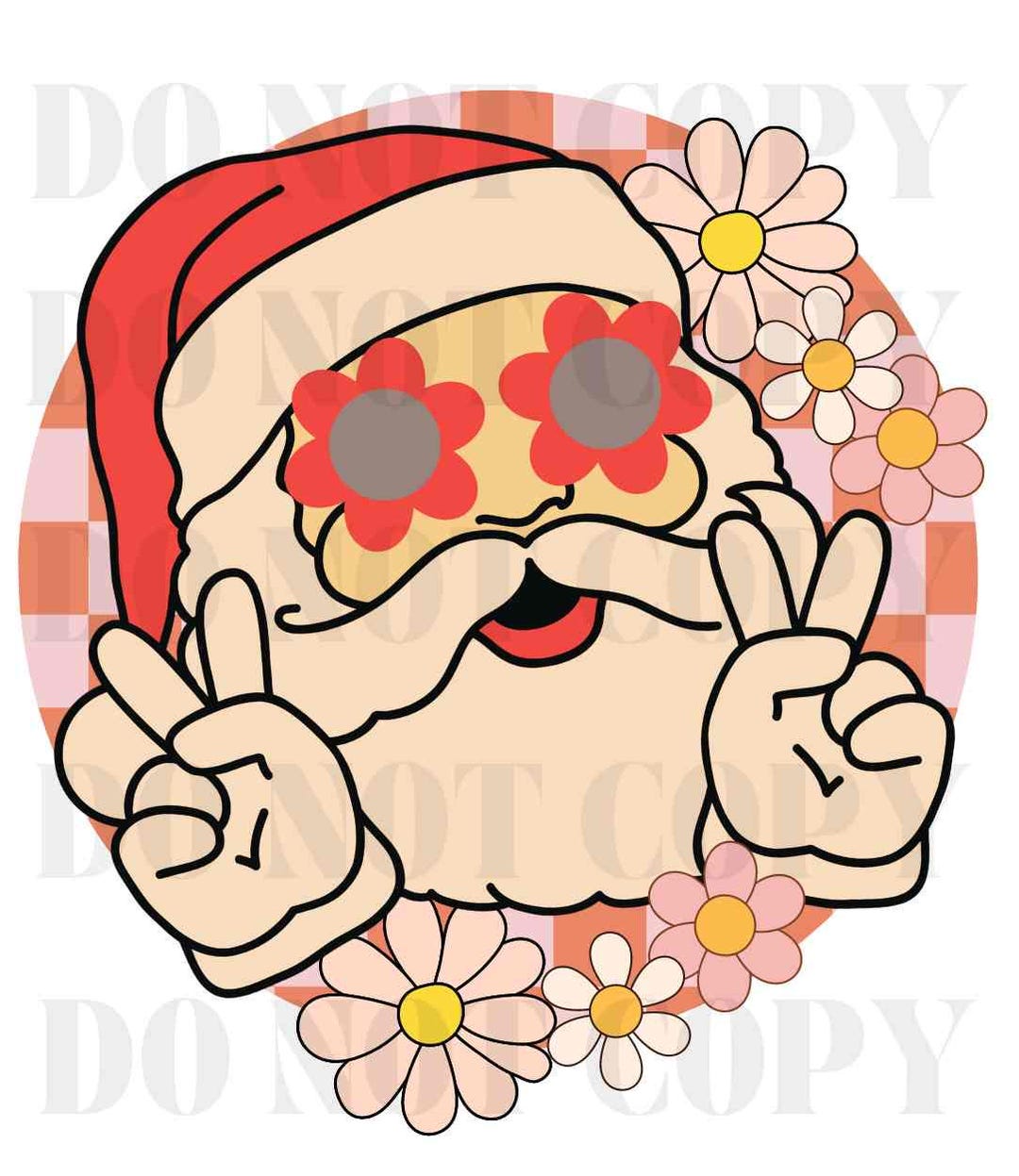 PNG Peace Santa Boho Retro Hippie Santa PNG Kids Fun Santa Png ...