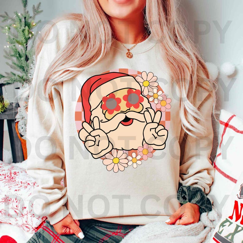 PNG Peace Santa Boho Retro Hippie Santa PNG Kids Fun Santa Png ...