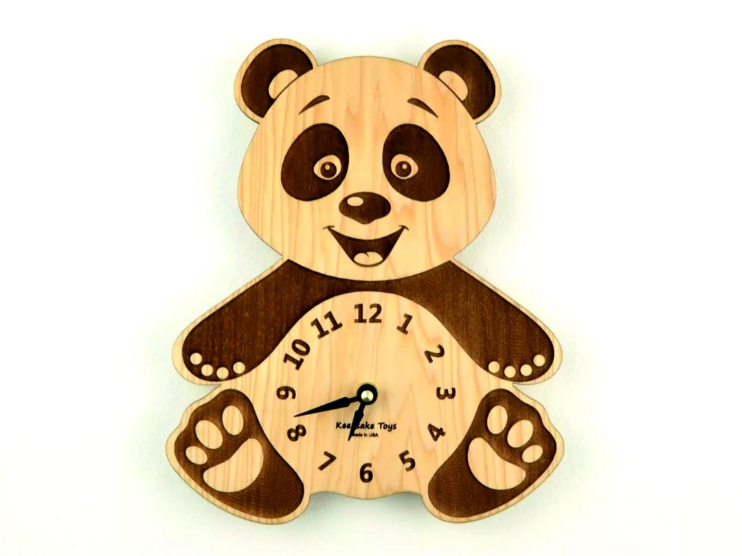 Cute Panda Shaped Wall Clock Design - DIY PDF Template for Laser ...