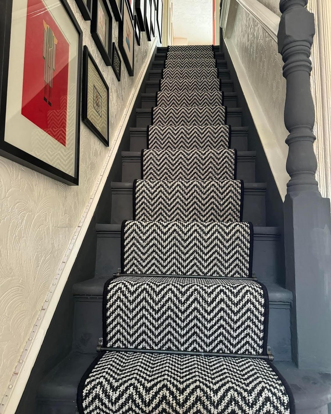 Black and White Chevron Stair Runner - Etsy UK