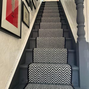 Black and White Chevron Stair Runner - Etsy UK