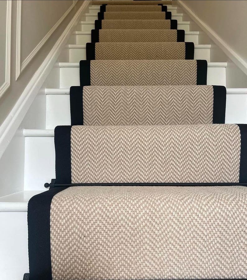 Herringbone Stair Runner Wool Stitched Taped Edge - Etsy