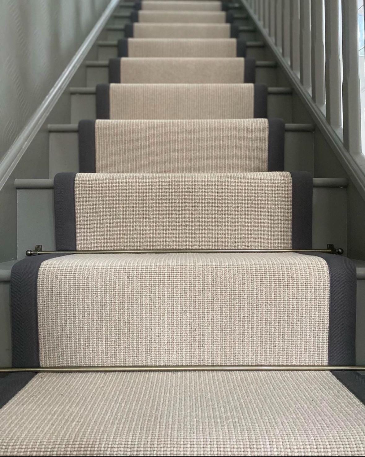 Beige Stair Runner With Black Stitched Taped Edge - Etsy