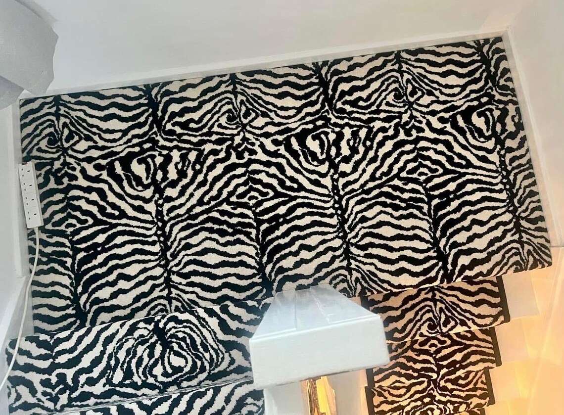 Zebra Wilton Stair Runner With Black Taped Edge 7m - Etsy