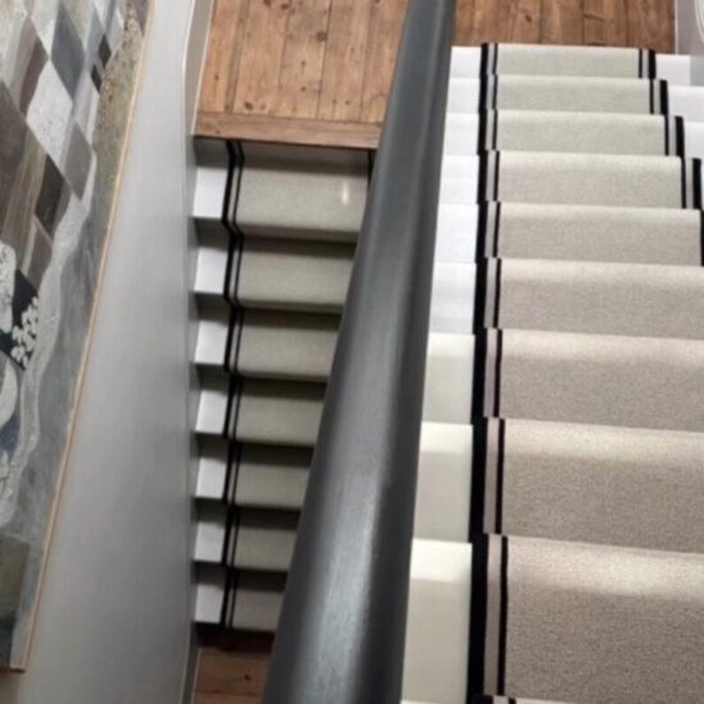 Taped Edge Stair Runner Grey Designer Berber - Etsy UK