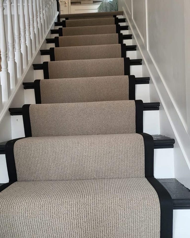 Greige Berber Stitched Taped Edge Stair Runner - Etsy