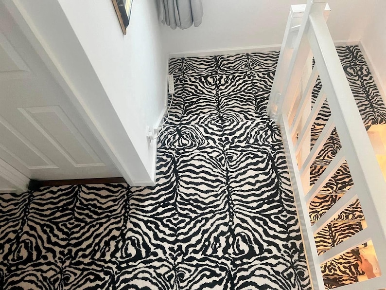 Zebra Wilton Stair Runner With Black Taped Edge 7m - Etsy