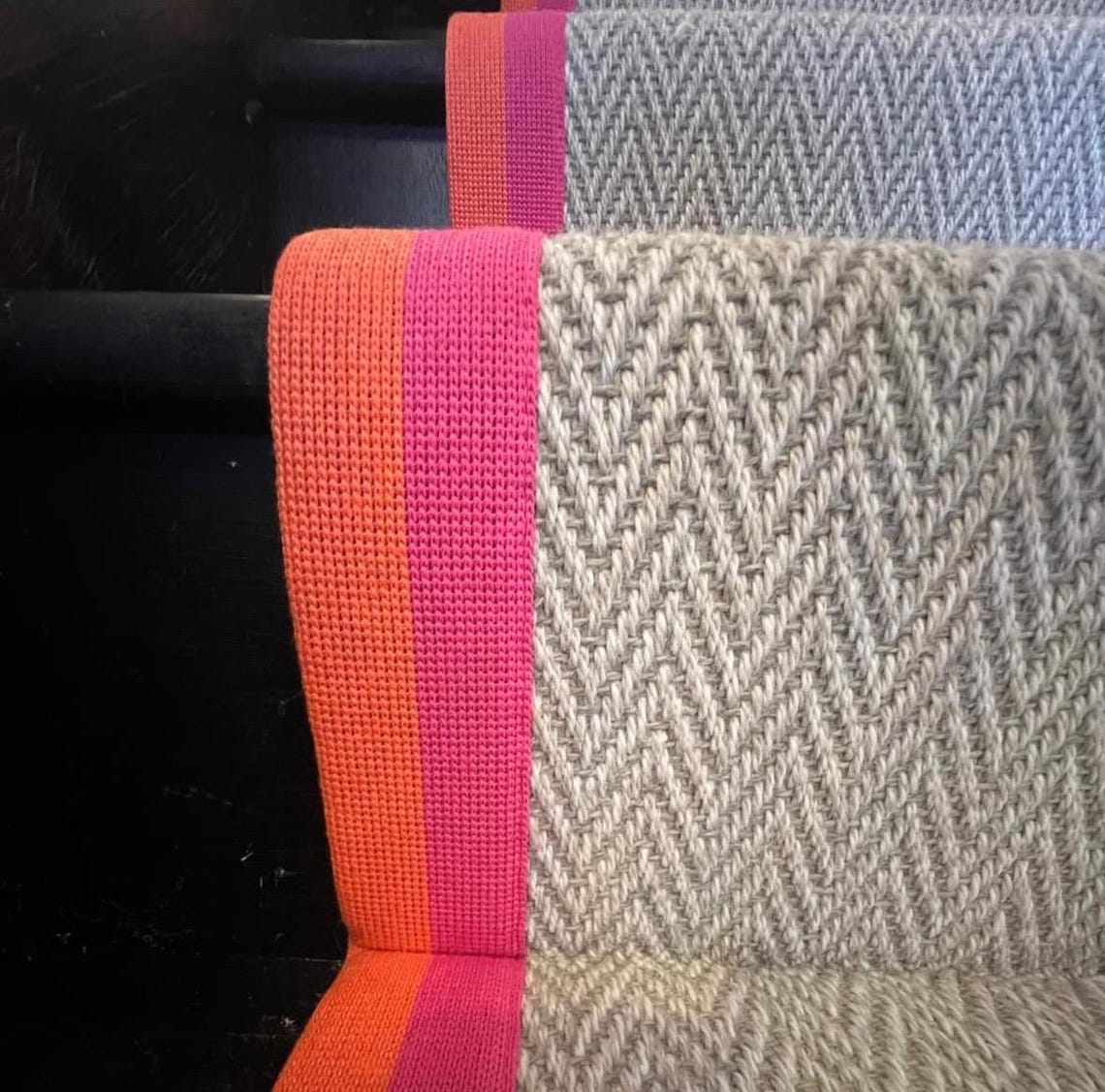 Pink Tape 7.5m Herringbone Stair Runner Wool Stitched Taped Edge - Etsy