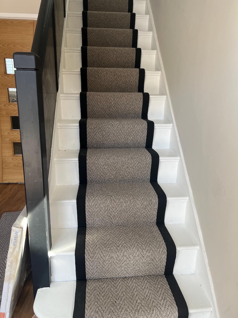 Taupe Chevron Taped Edge Stair Runner - Etsy