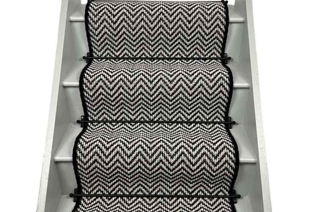 Black and White Chevron Stair Runner - Etsy