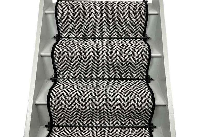 Black and White Chevron Stair Runner - Etsy UK