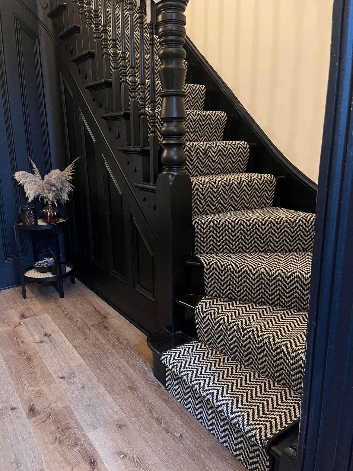 Black and White Chevron Stair Runner - Etsy UK