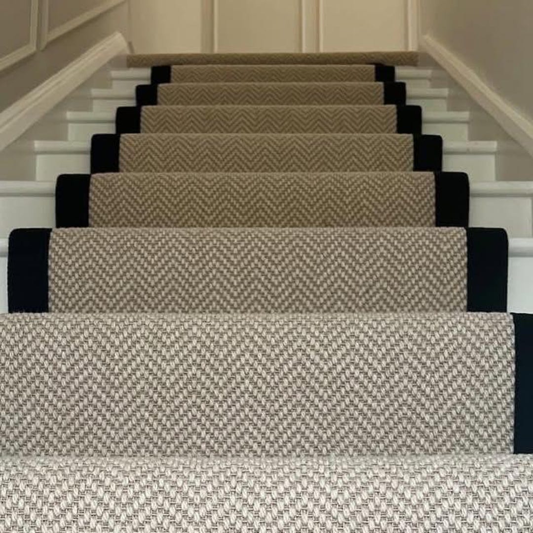 Herringbone Stair Runner Wool Stitched Taped Edge - Etsy