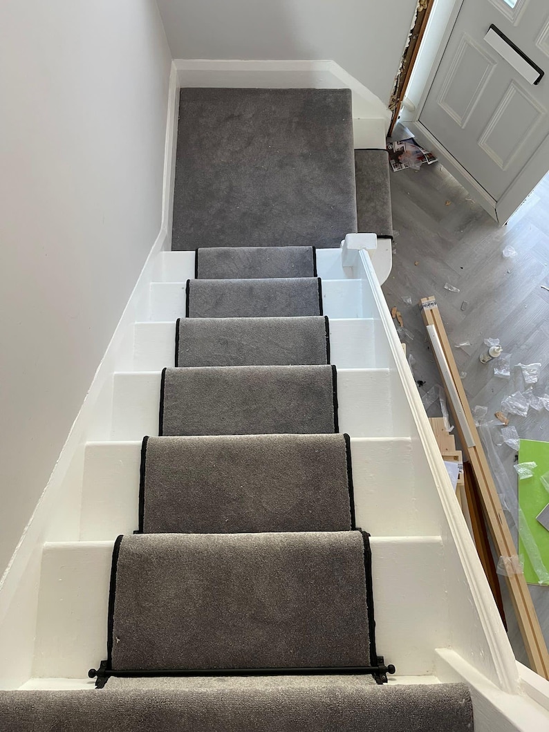 Grey Stair Runner With Black Whipped Edge - Etsy