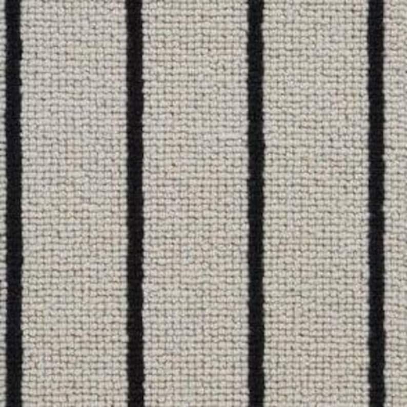 Beige With Black Stripe Wool Stair Runner With Black Whipped Edge - Etsy