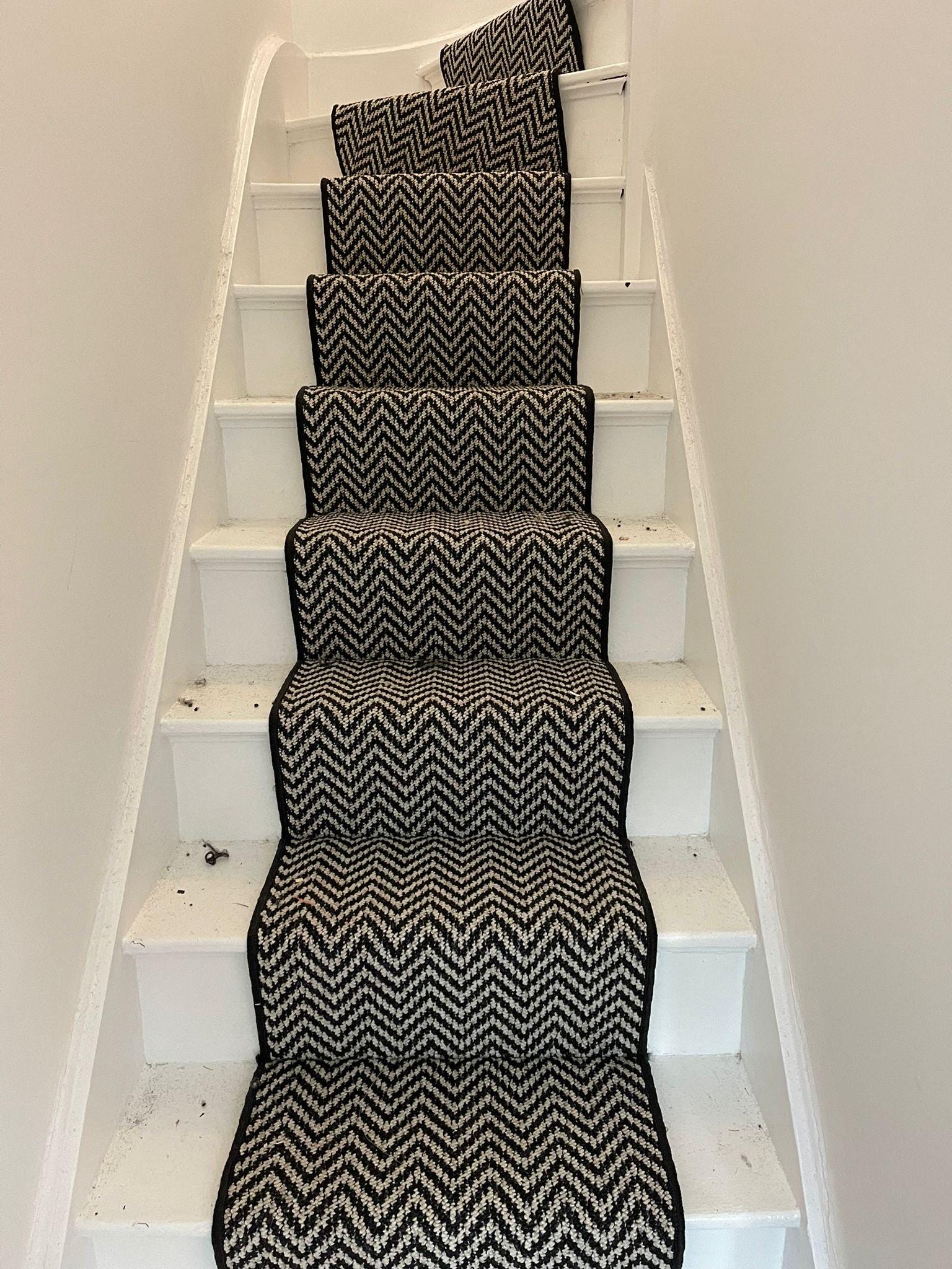 Black and White Chevron Stair Runner - Etsy UK