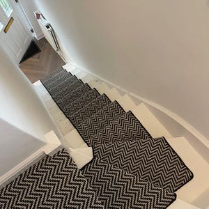 Black and White Chevron Stair Runner - Etsy UK