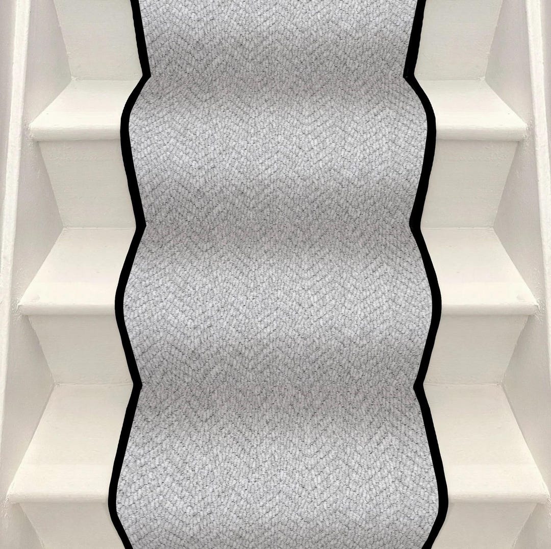 Light Grey Stair Runner With Black Whipped Edge - Etsy