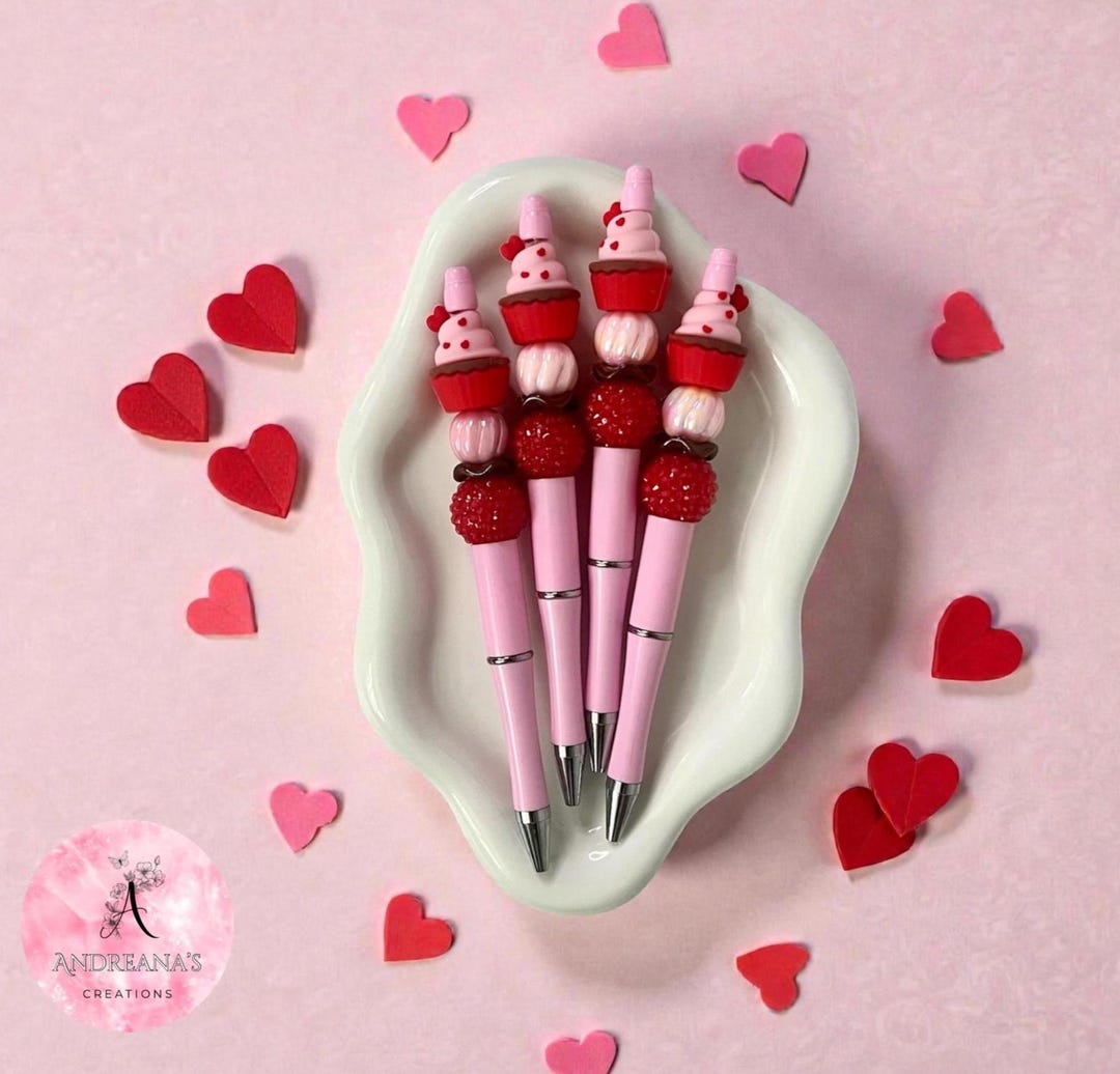Cupcake Beaded Pens: Handmade Stationery Gift - Etsy