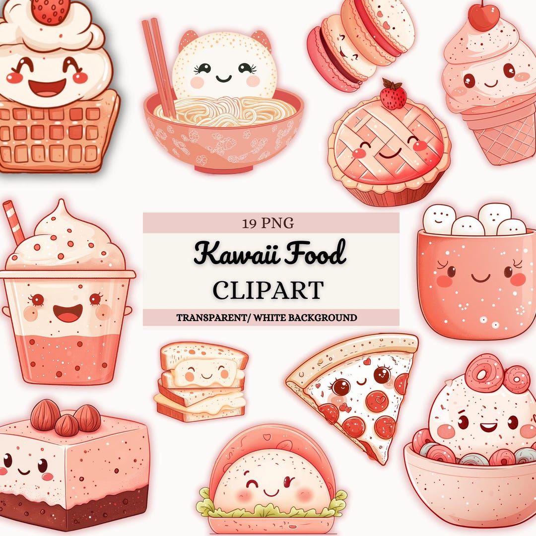 Kawaii Clipart Cartoon Sweets Png Adorable Icons Cute Food Elements ...