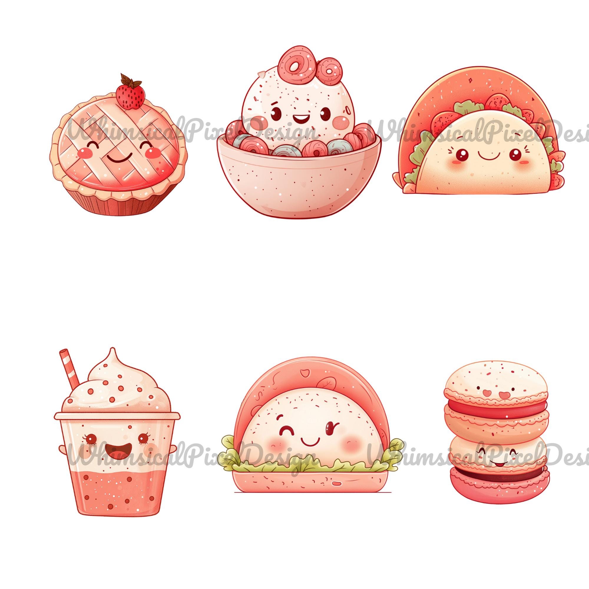 Kawaii Clipart Cartoon Sweets Png Adorable Icons Cute Food Elements ...