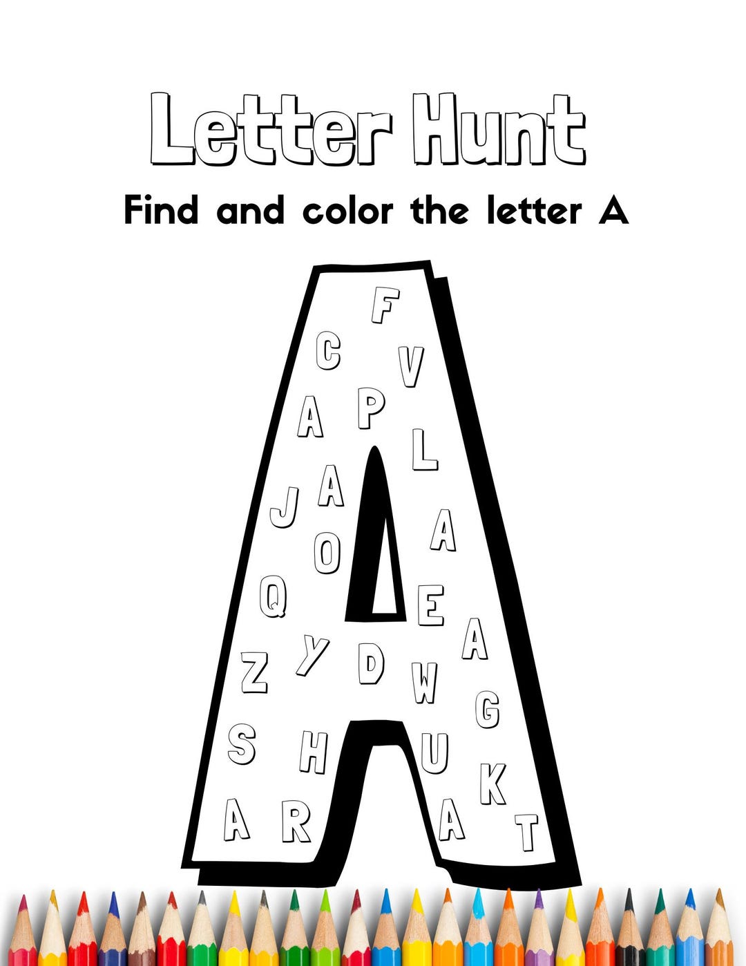 Find and Color the Letter A-Z ,relaxing Coloring for Kids. - Etsy