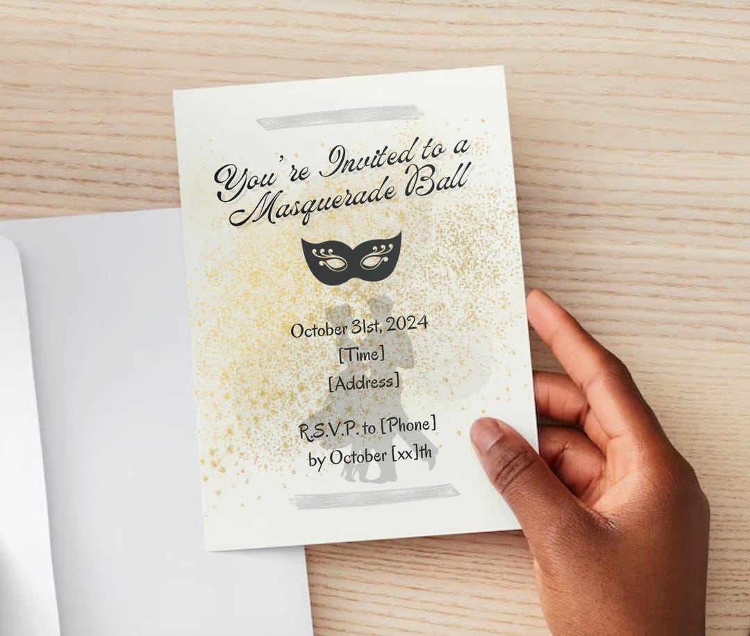 Masquerade Ball Invitation Template for Halloween - Etsy