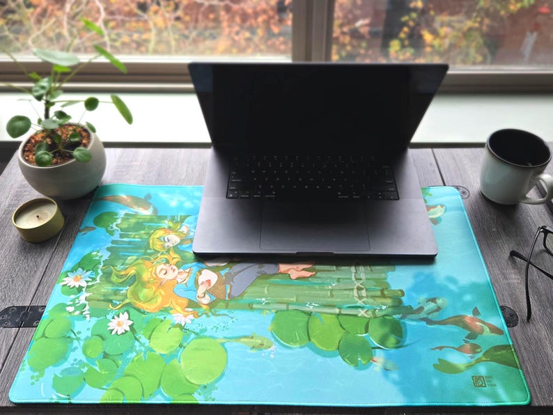 Zelda Botw Desk Mat: Link Hyrule Peaceful Koi Pond Art - Etsy