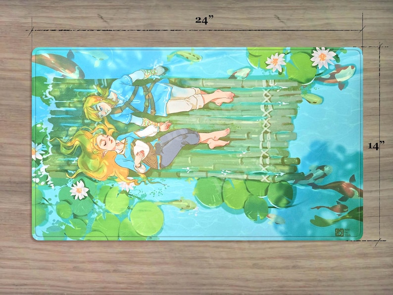 Zelda Botw Desk Mat: Link Hyrule Peaceful Koi Pond Art - Etsy