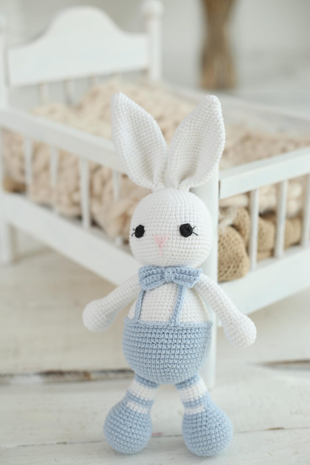 22cm9 Inches Blue Rabbit Toy, Amigurumi Bunny, Handmade Toy, Sleeping ...