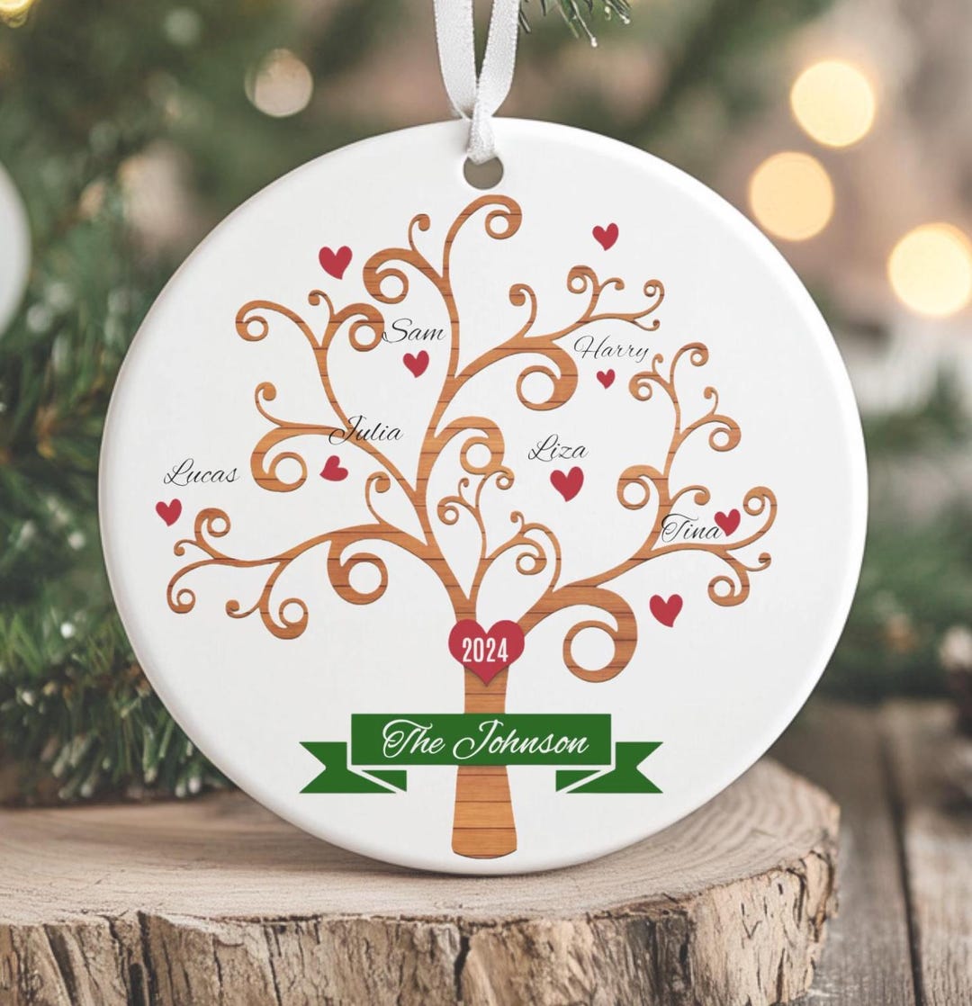 Christmas Family Tree Ornament, Personalised Family Ornament, Christmas ...