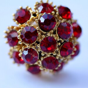 Stunning Vintage Red Rhinestone Round Dome Ring - Etsy