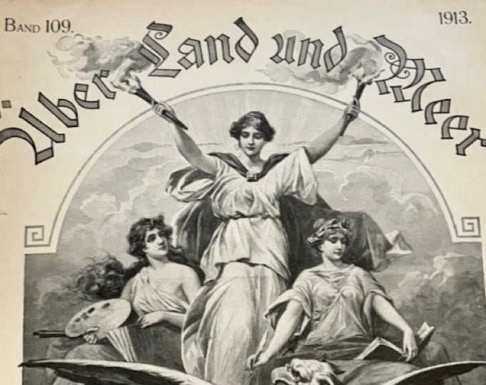 Antique German Newspaper Cover Circa 1913 Uber Land Und Meer - Over ...