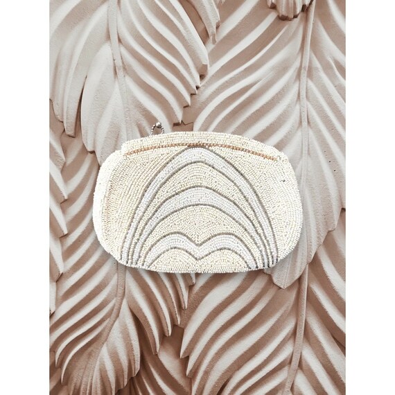 Antique Vintage Ivory All-Beaded Small Clutch Purse - Gem