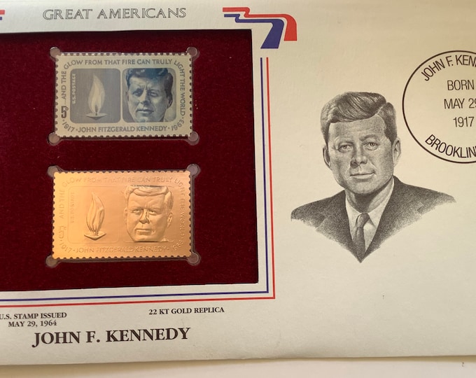 1964 John F. Kennedy 5-cent Stamp in Mint Condition & 22K Gold Replica ...
