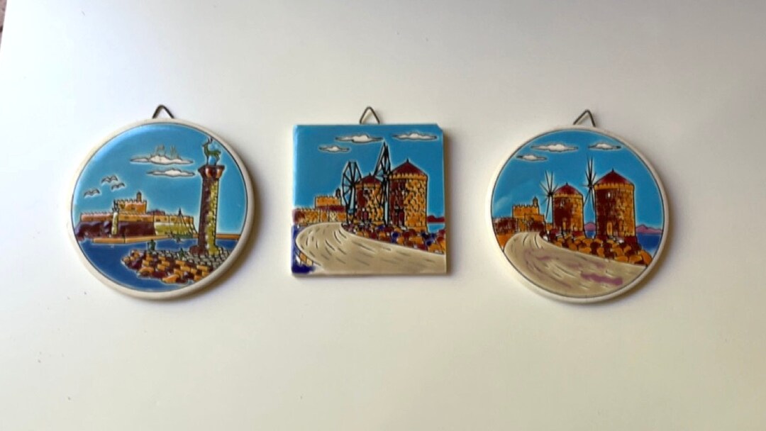 Set of 3 Vintage Handmade Greek Tiles - Signed Neofitou Keramik - Etsy