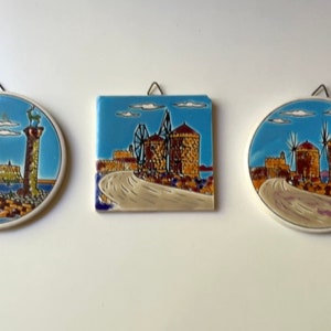 Set of 3 Vintage Handmade Greek Tiles Signed Neofitou Keramik - Etsy
